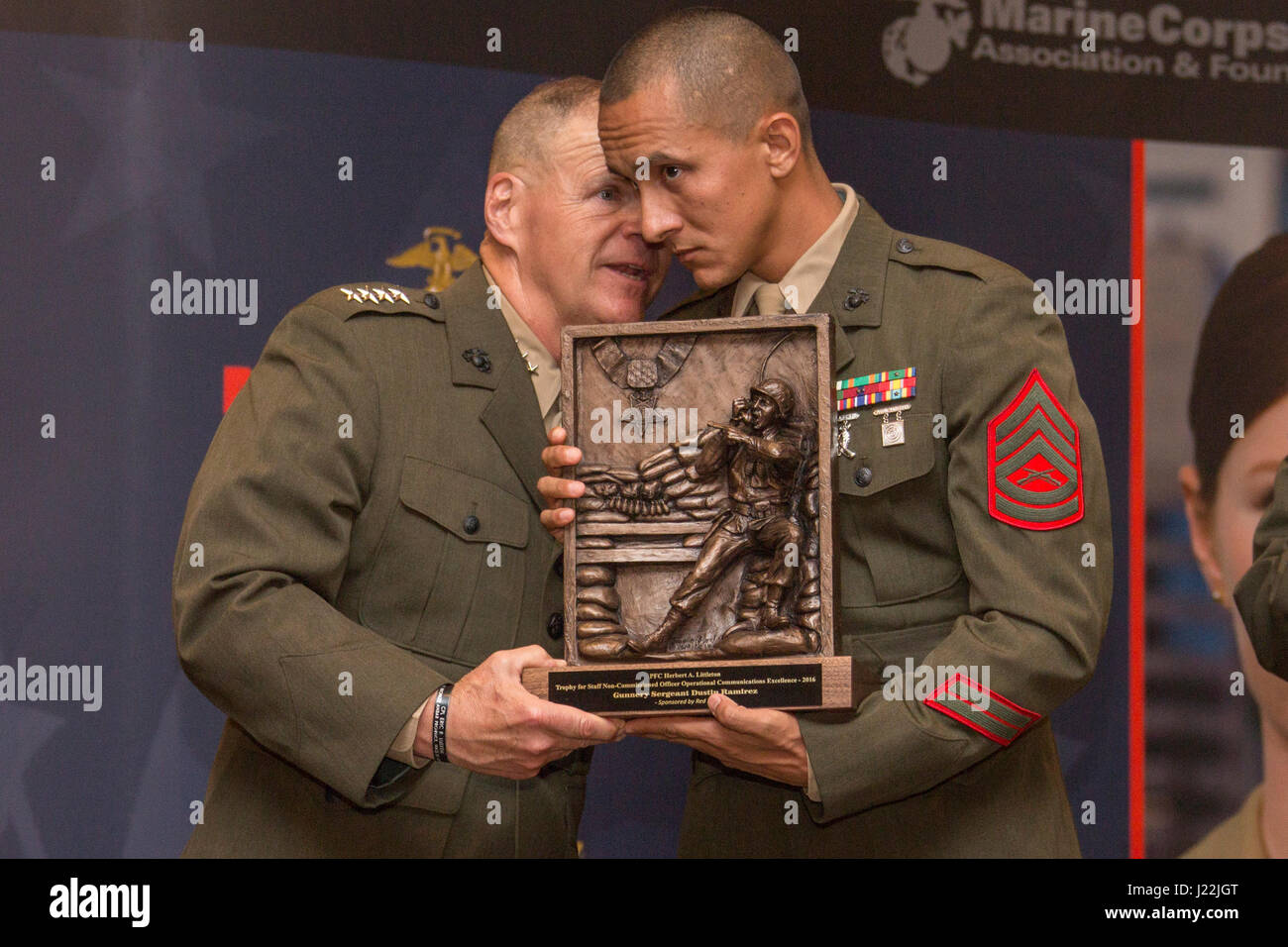 Commandant of the Marine Corps Gen. Robert B. Neller, left, speaks to ...