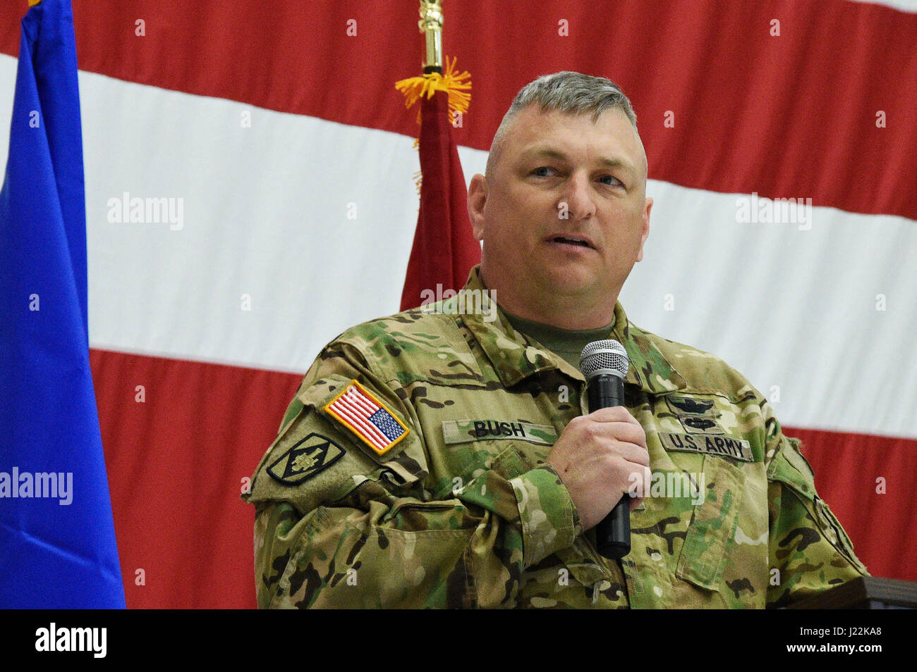Lt. Col. Scott Bush, commander of the deploying Soldiers of the ...