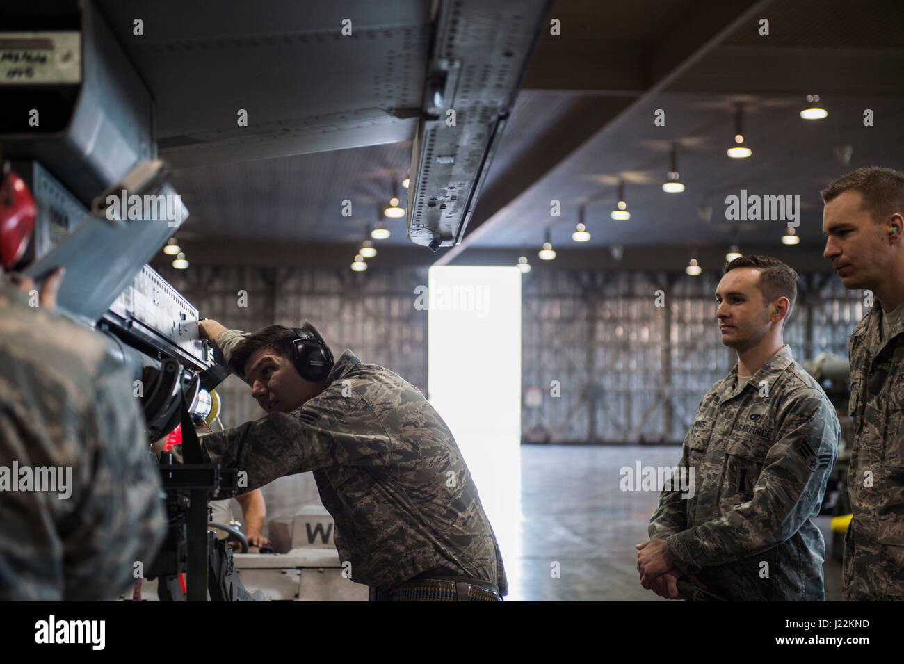 U.S. Air Force Staff Sgt. Daniel Garrison, weapons load crew team chief ...