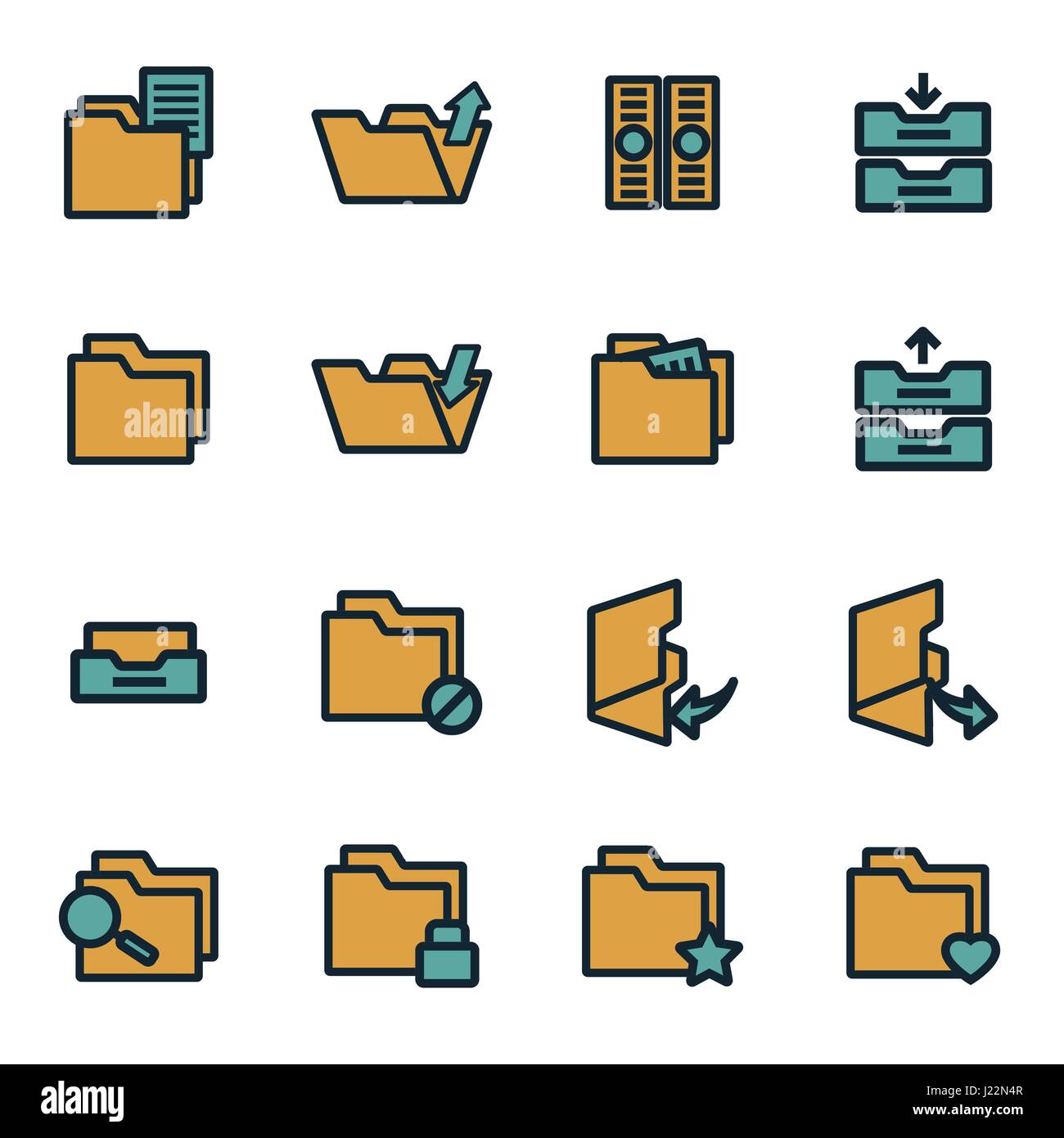 Vector flat folder icons set on white background Stock Vector Image ...