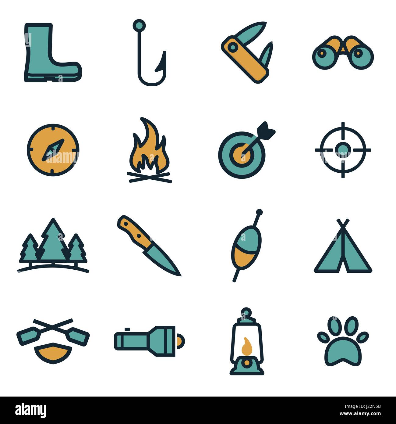 Vector flat hunting icons set on white background Stock Vector Image ...