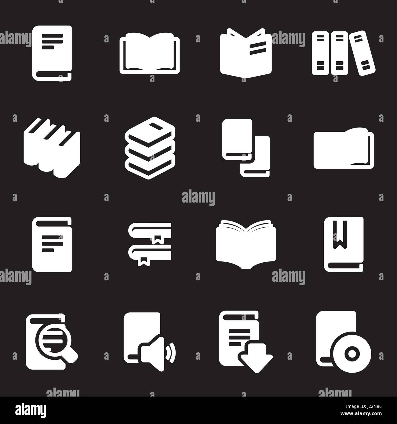Vector white book icons set on black background Stock Vector Image ...