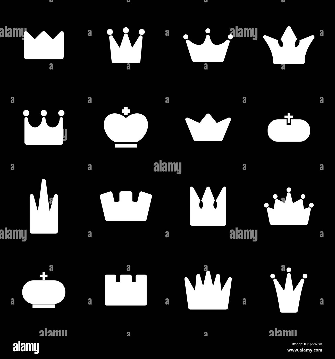 Vector white crown icons set on black background Stock Vector Image ...