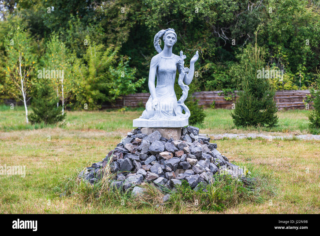 Sculpture in Wormwood Star memorial complex in Chernobyl town ...
