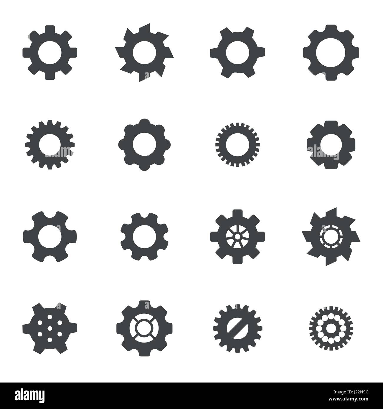 Vector black gear icons set on white background Stock Vector Image ...