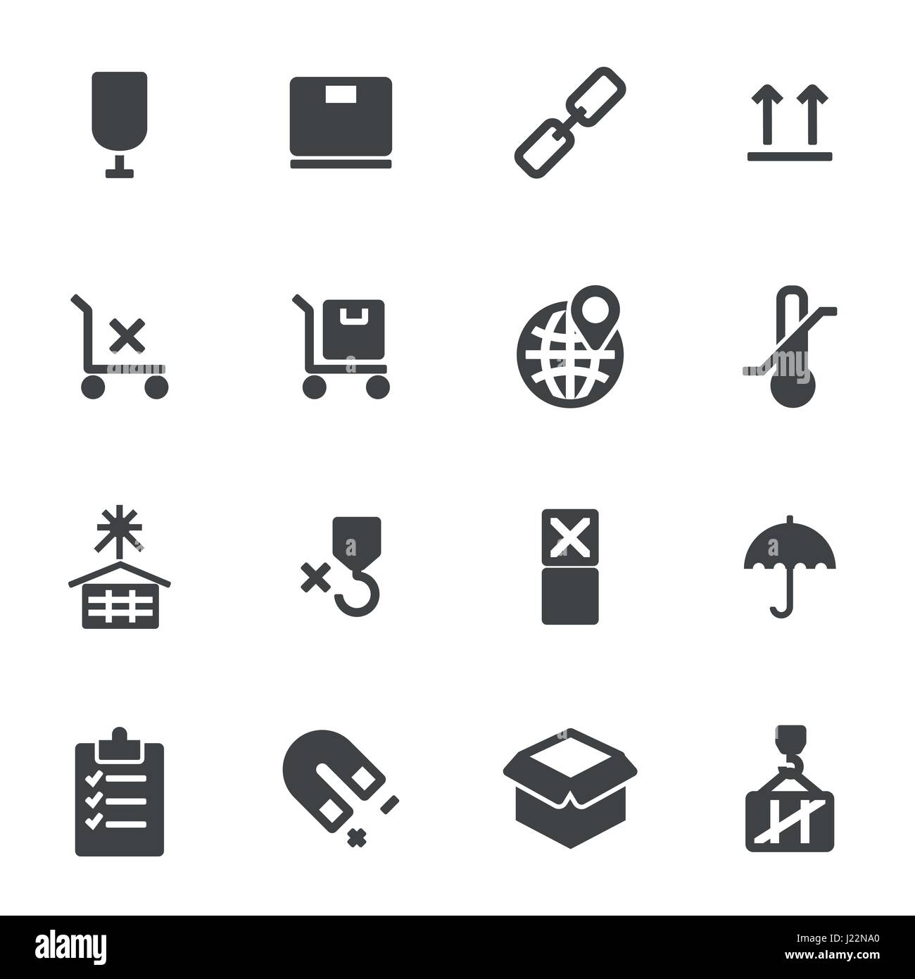 Vector black marking of cargo icons set on white background Stock ...