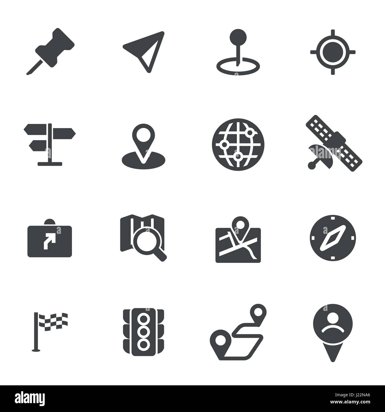 Vector black navigation icons set on white background Stock Vector ...