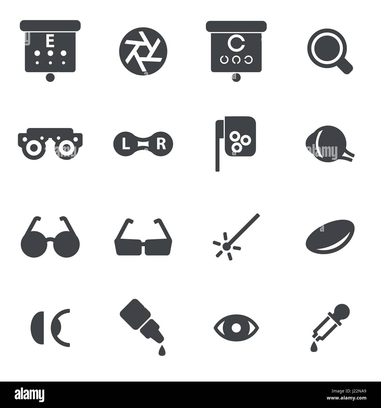 Vector black optometry icons set on white background Stock Vector Image ...