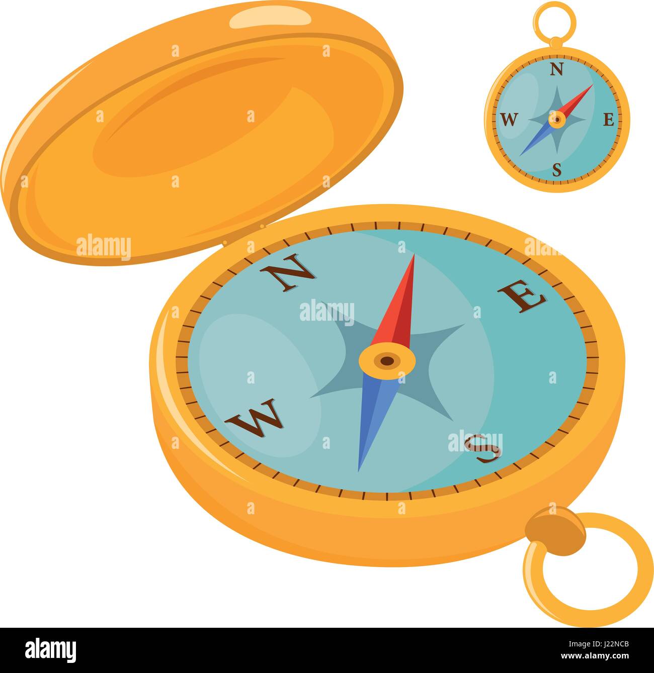 Vintage golden travel compass. Navigation compass on white background ...