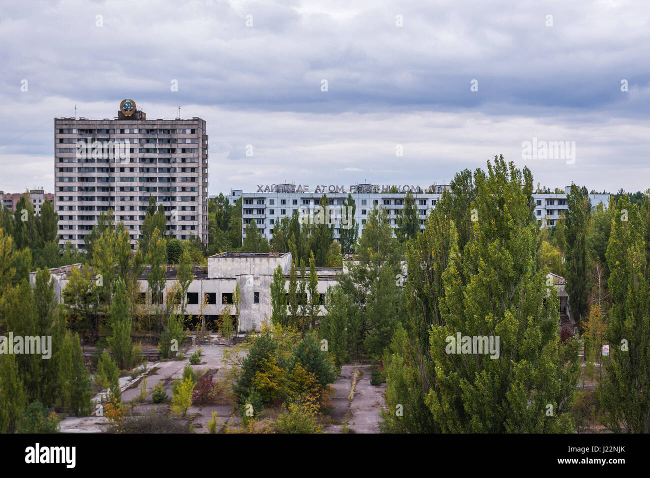 Buildings in Pripyat ghost city of Chernobyl Nuclear Power Plant Zone ...