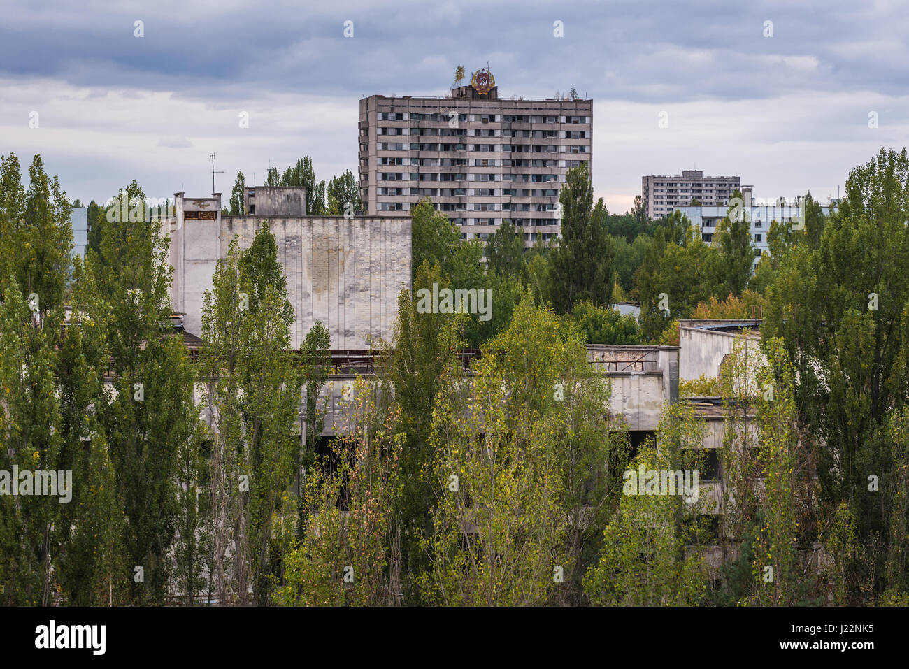 Buildings in Pripyat ghost city of Chernobyl Nuclear Power Plant Zone ...