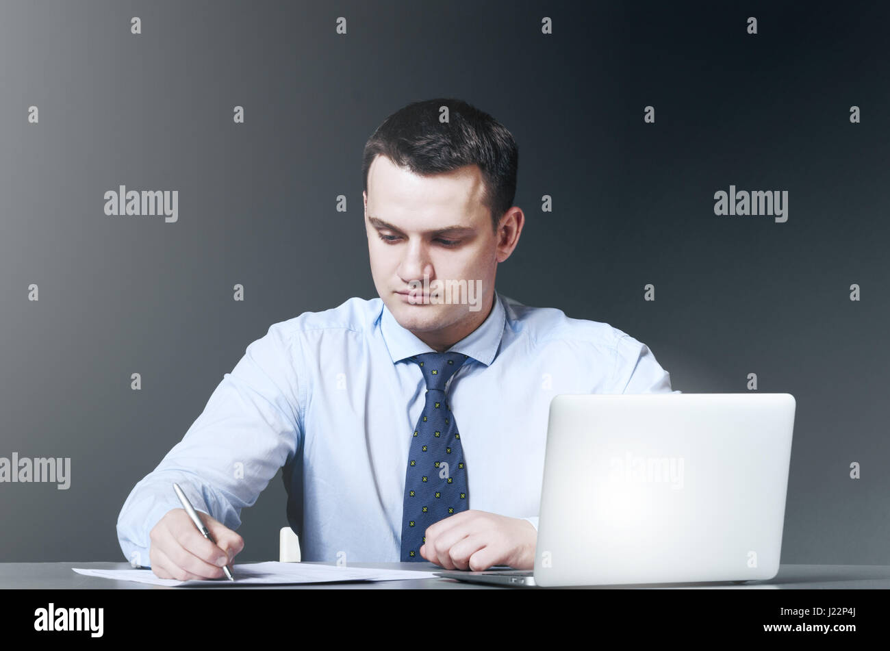 business man with laptop Stock Photo - Alamy