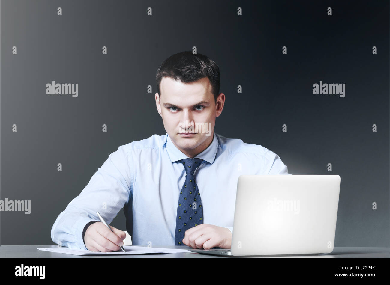 business man with laptop Stock Photo - Alamy