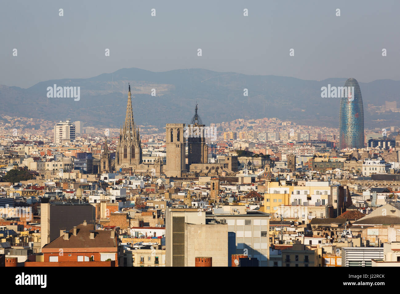 Barcelona, Spain - January 07 2017: The tower buildings of Barcelona ...