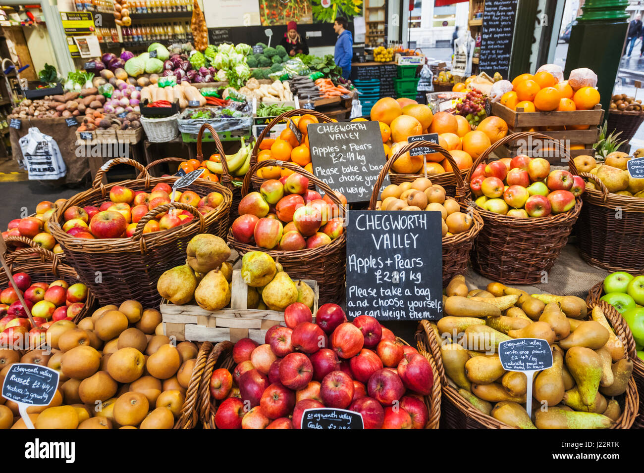 England, London, Southwark, Borough Market, Fruit Shop Display Stock ...