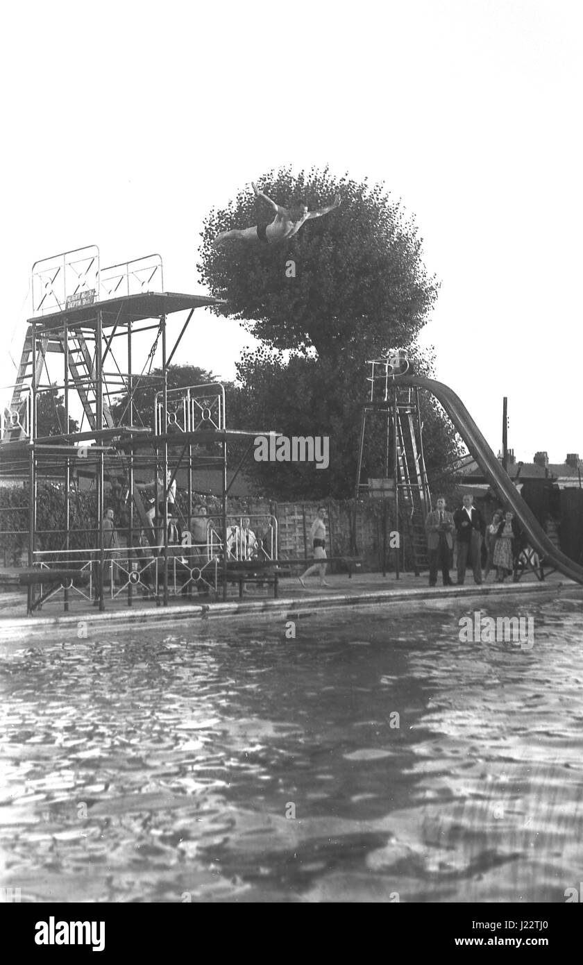 Swimming pool diving platform Black and White Stock Photos & Images - Alamy