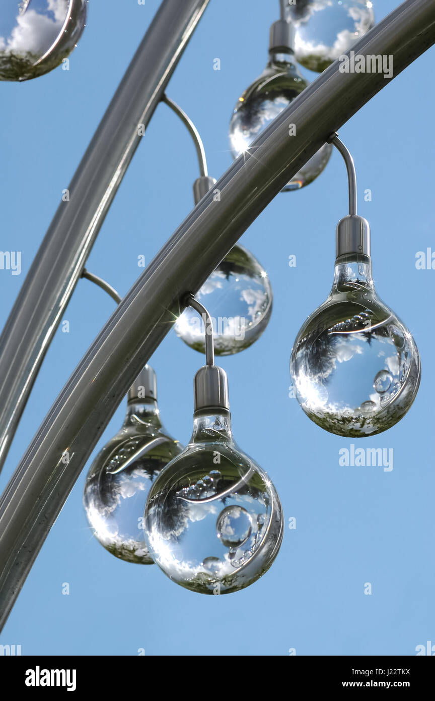 decorative glass spheres hanging from a metal frame Stock Photo - Alamy
