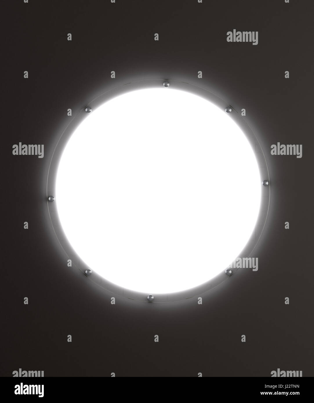 Round advertising lightbox. Empty white screen Stock Photo - Alamy