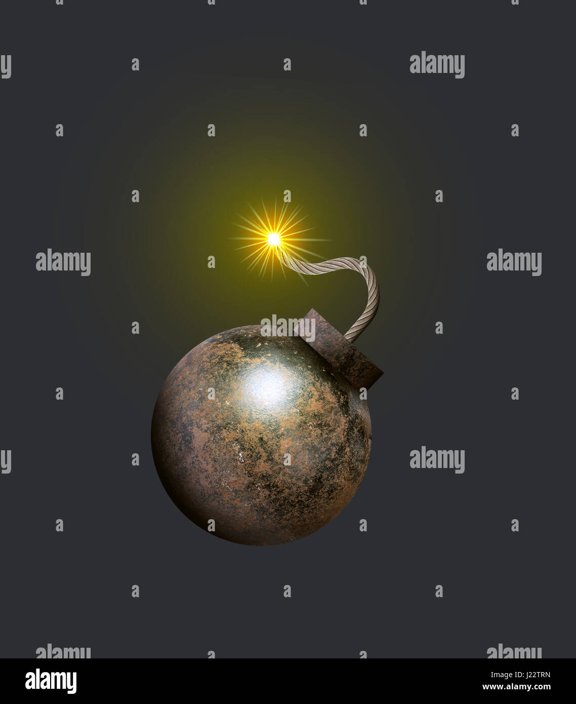 A metal bomb with a burning wick Stock Photo - Alamy