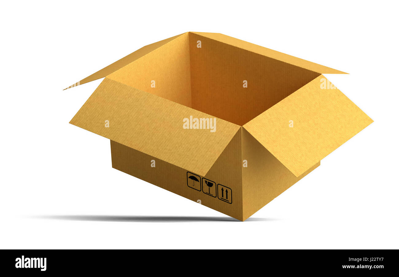 Open packing carton box stands on corner Stock Photo - Alamy