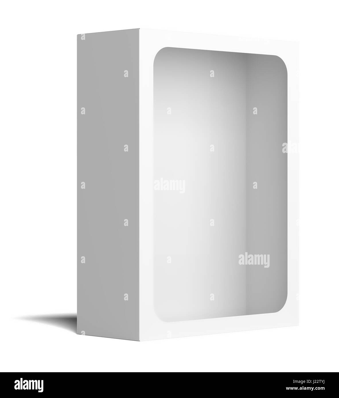 White empty packing box with cutout in the middle Stock Photo - Alamy