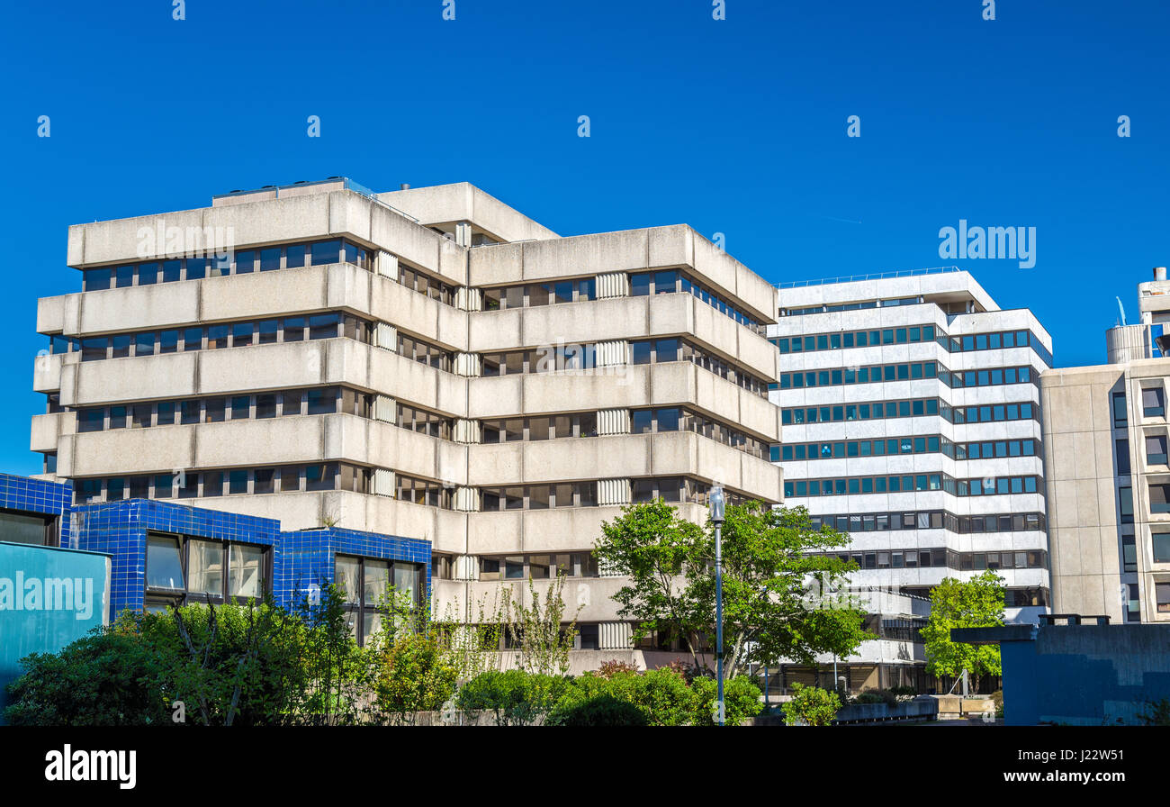 Office buildings from 1970s-1980s in the Meriadeck district of Bordeaux ...