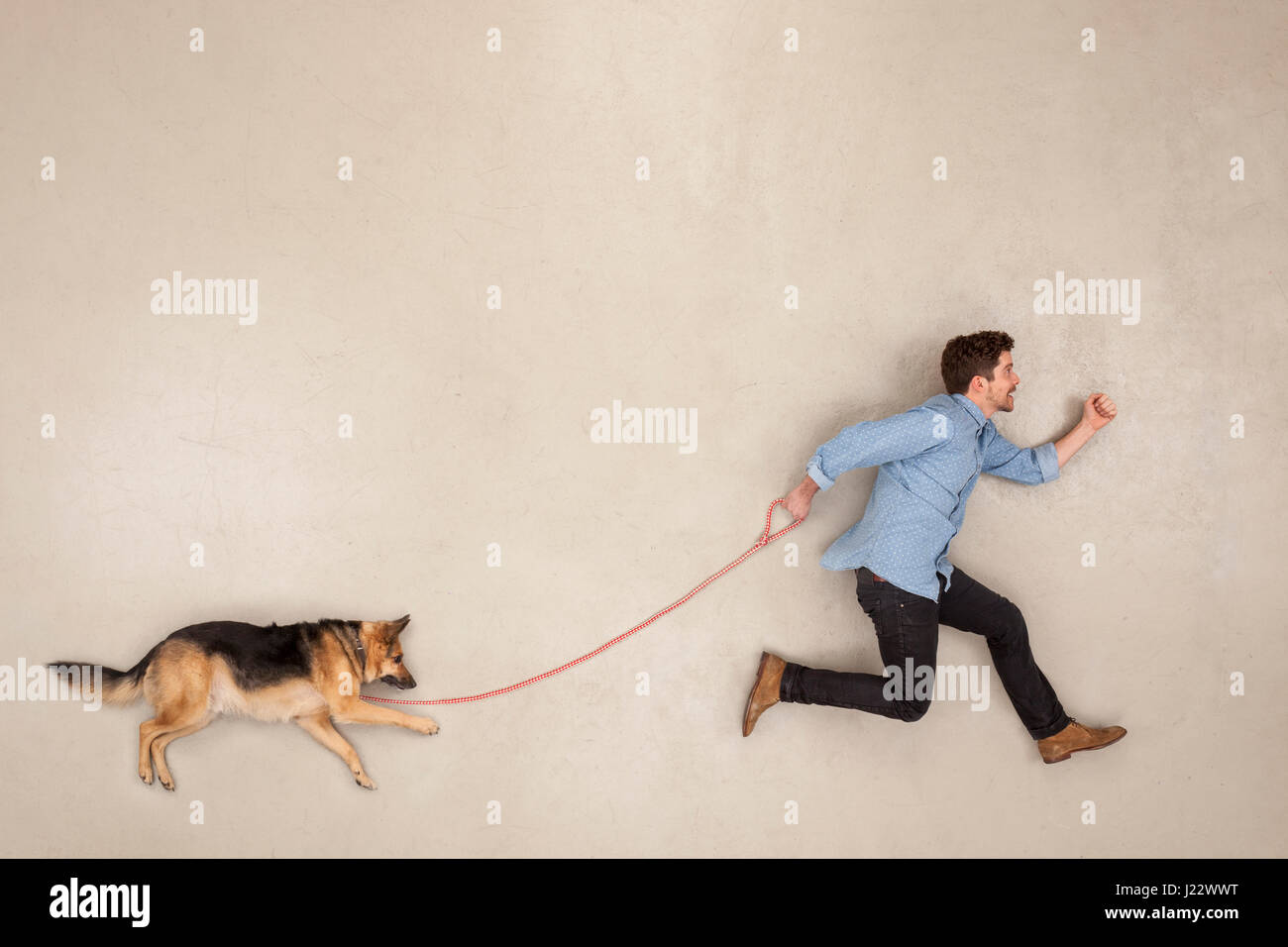 Man walking his dog Stock Photo - Alamy