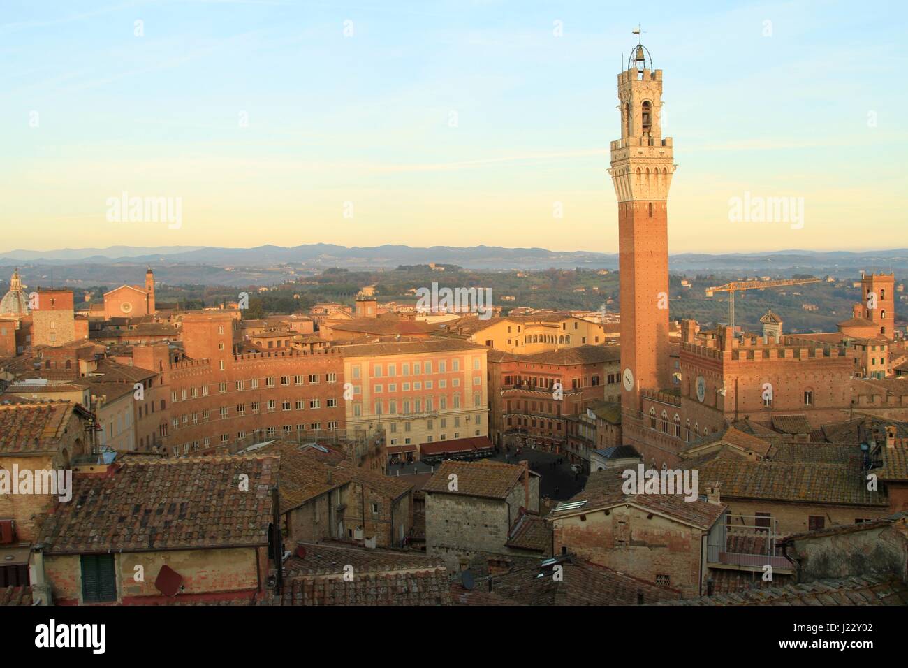 View of Piazzo del Campo from the Cathedral wall in Siena, Italy Stock ...