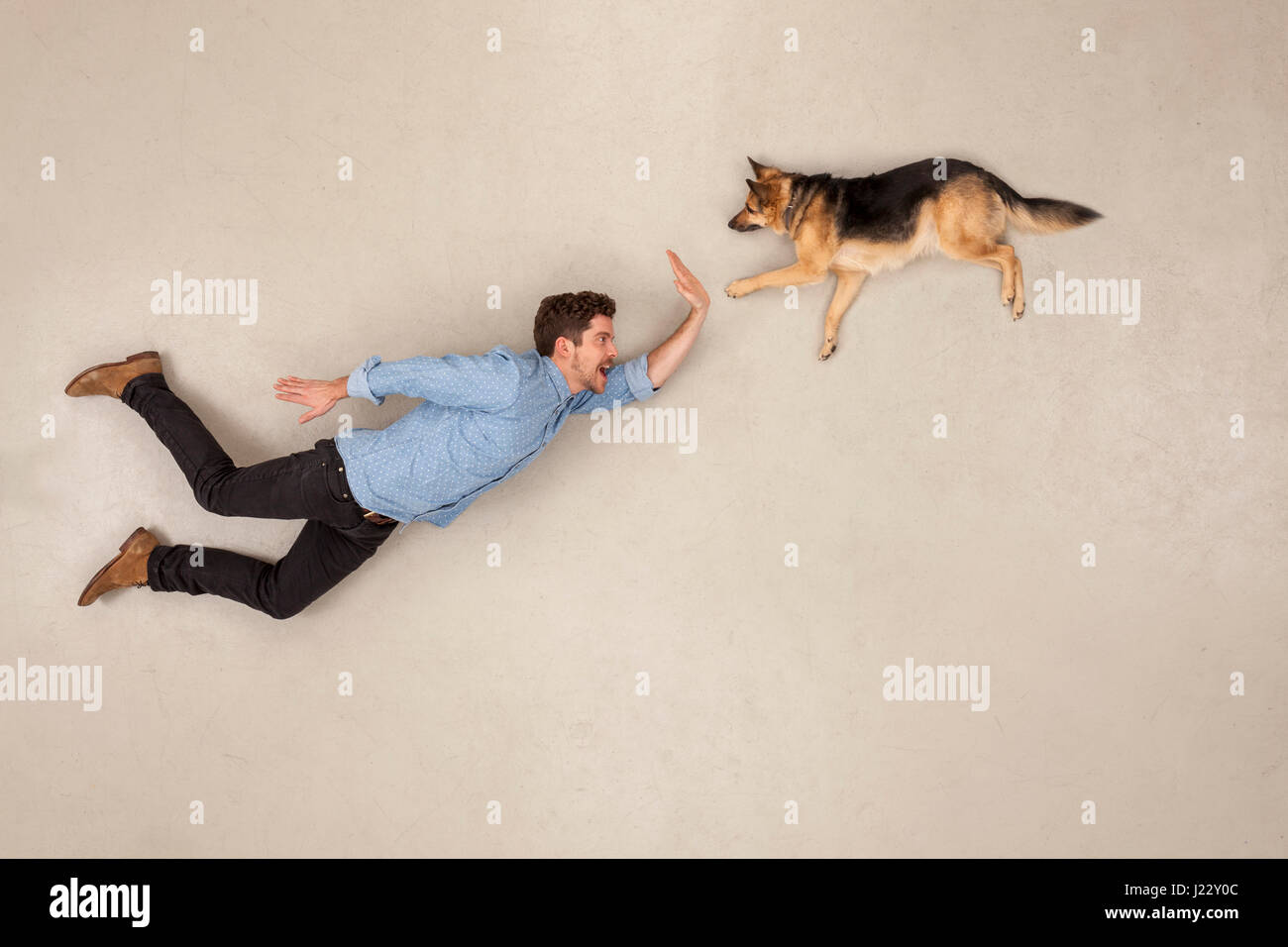 Man walking his dog Stock Photo - Alamy
