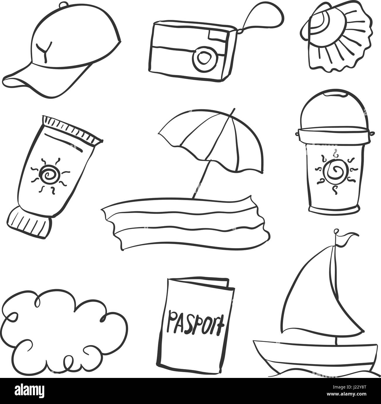 Summer object of doodle style vector illustration Stock Vector Image ...