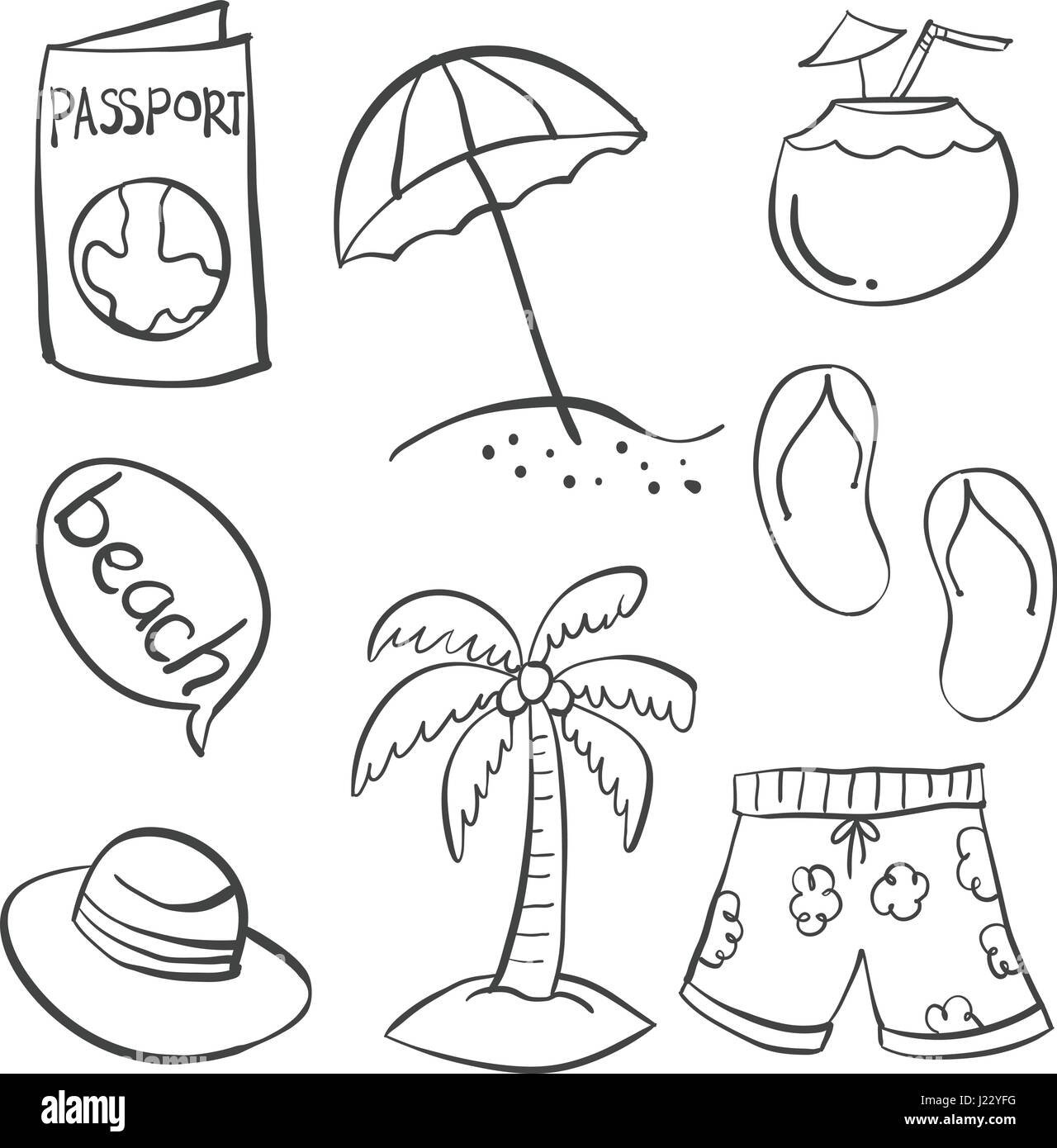 Doodle of object summer hand draw vector illustration Stock Vector ...
