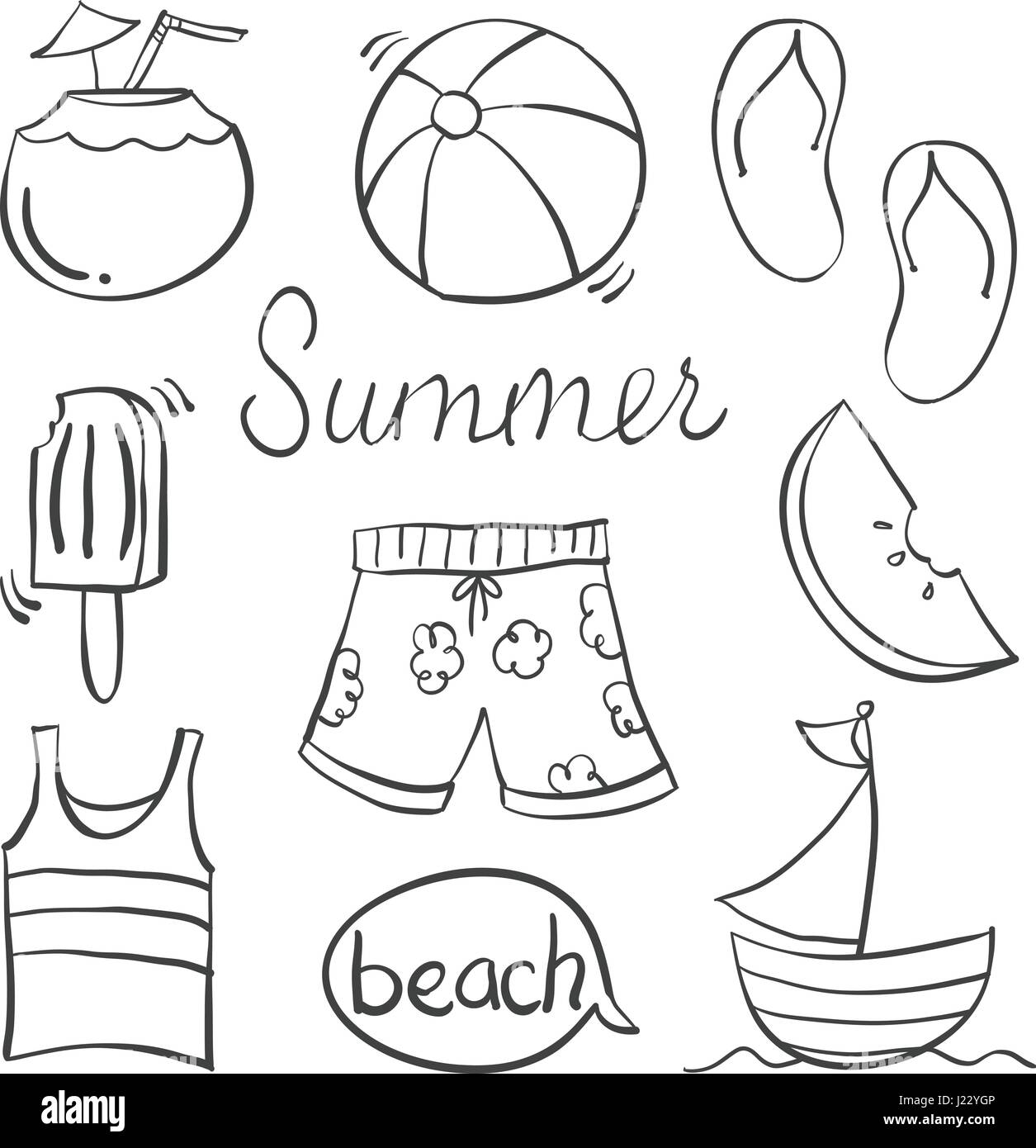Doodle of summer hand draw vector illustration Stock Vector Image & Art ...