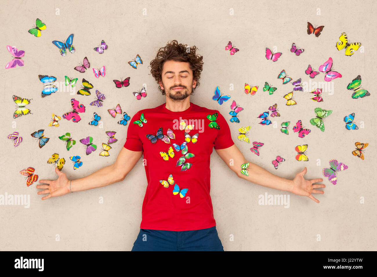 Man and butterflies hi-res stock photography and images - Alamy