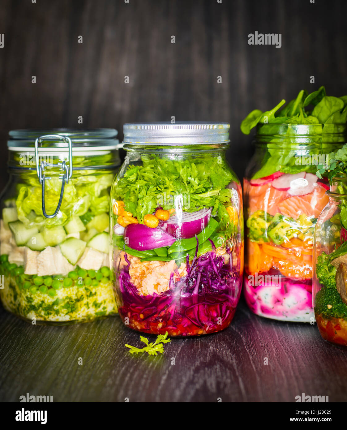 Preserving jars of various salads Stock Photo - Alamy