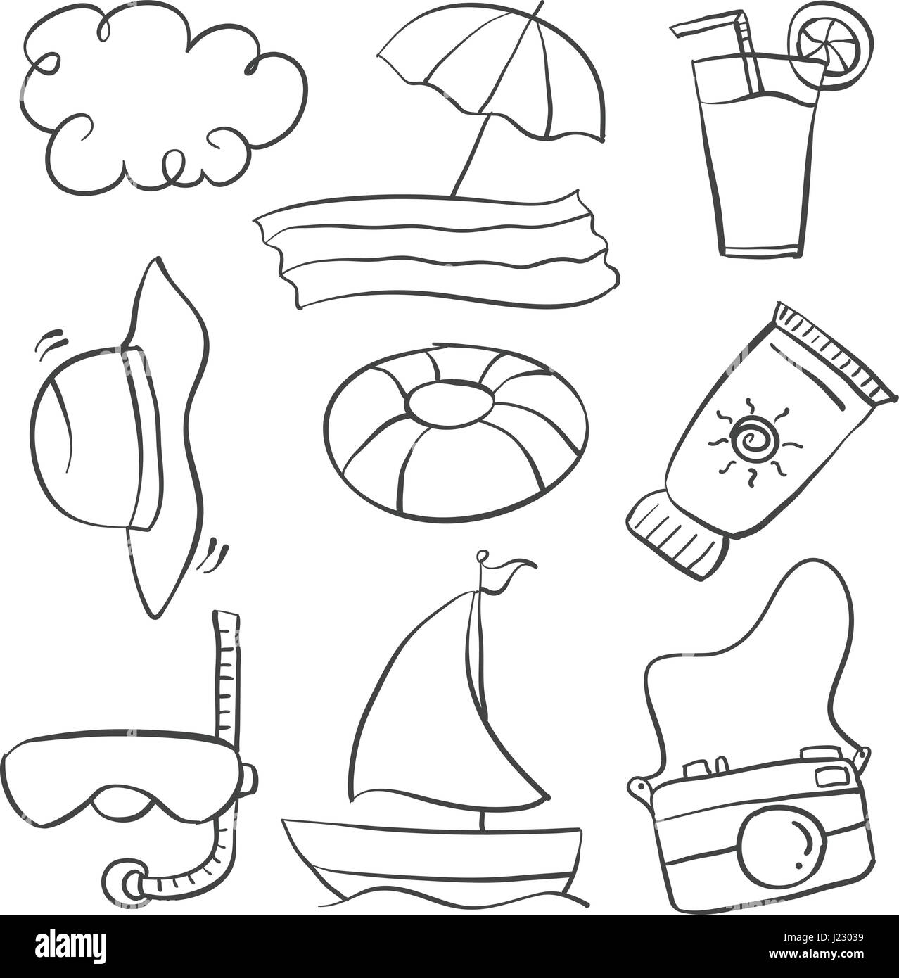 Style doodle of summer object vector art Stock Vector Image & Art - Alamy