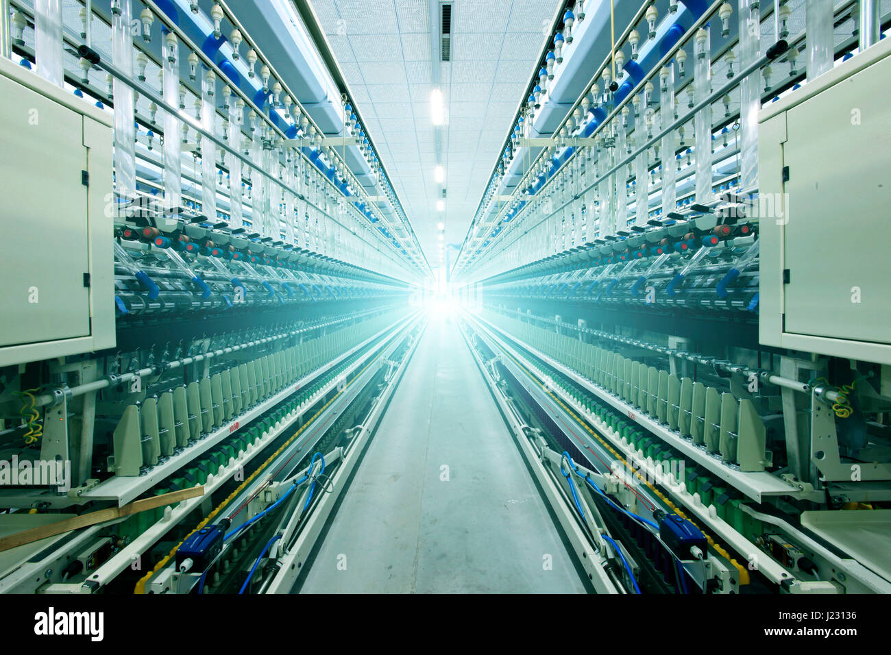 The spinning mill workshop equipment Stock Photo - Alamy