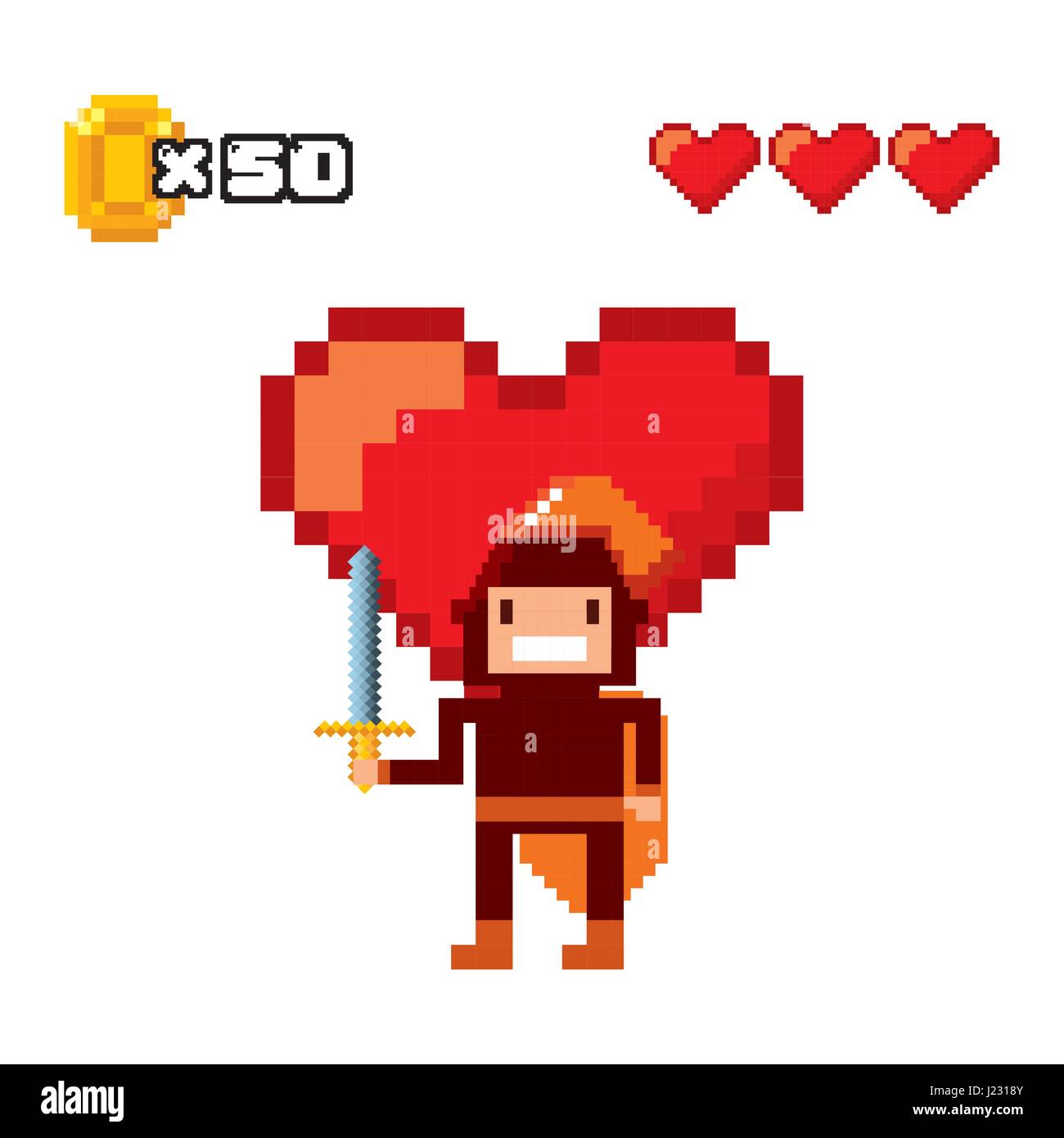 Pixelated video game icons Cut Out Stock Images & Pictures - Alamy