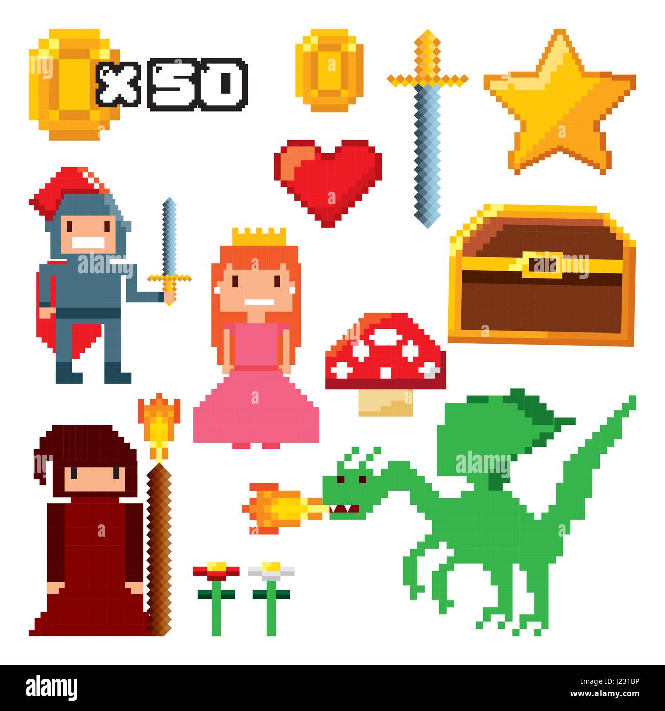 pixelated video game icons Stock Vector Image & Art - Alamy
