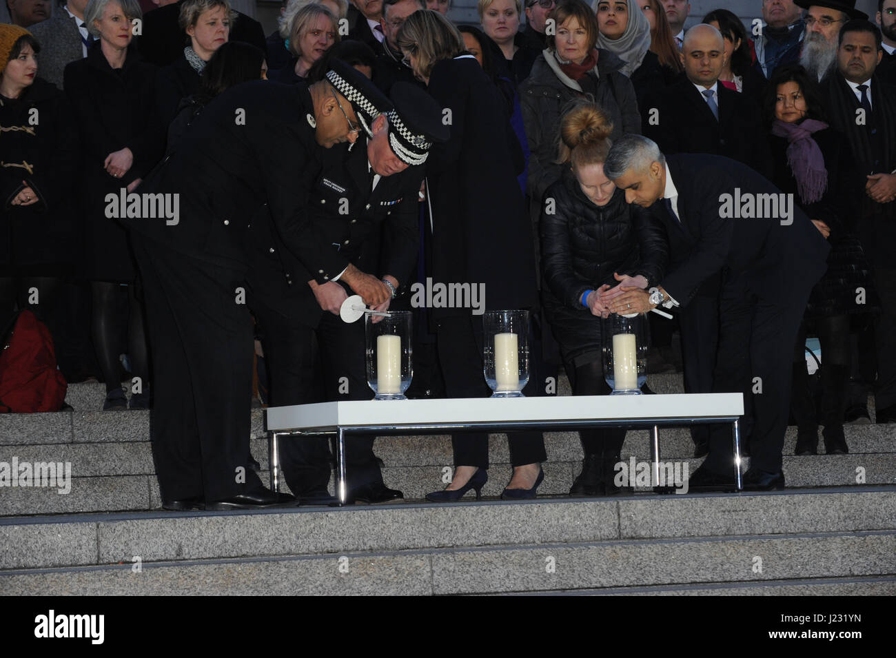 Vigil in Trafalgar Square in memory of Westminster terror victims ...