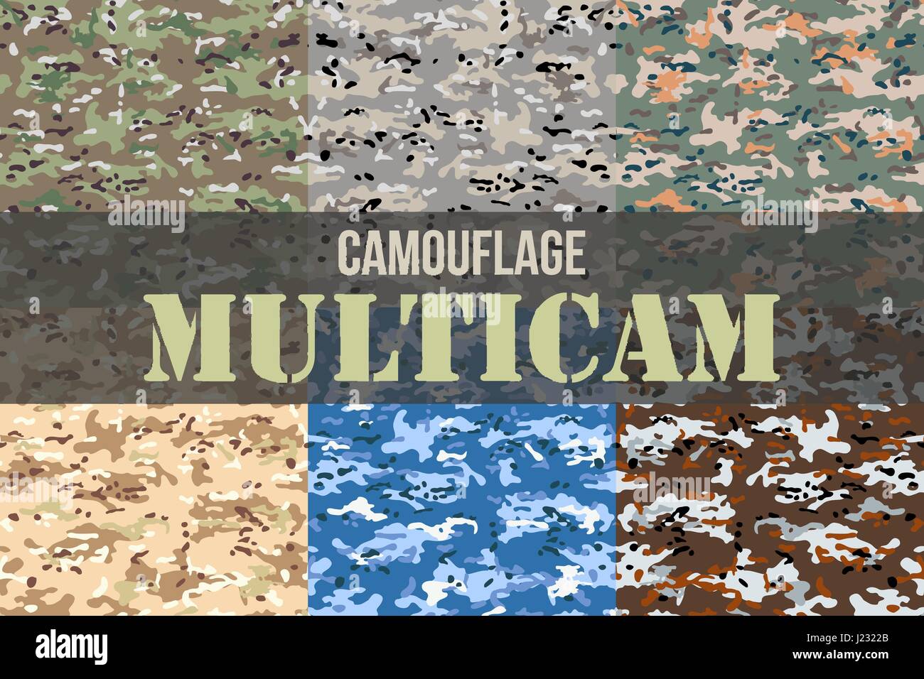 Set of Multicam Camouflage seamless patterns. Military background and ...