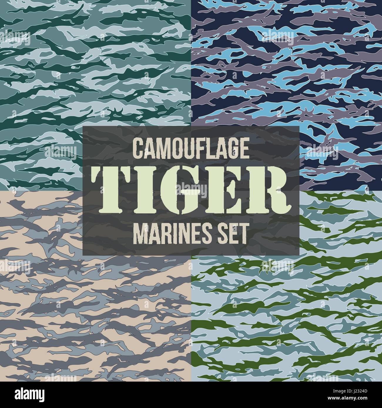 Tiger stripe Camouflage seamless patterns of marines forces. Vector ...
