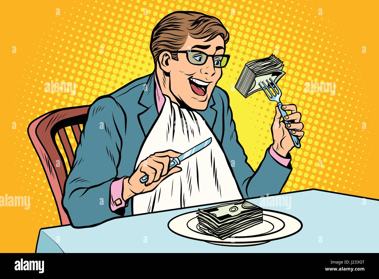 Businessman eating money Stock Vector Image & Art - Alamy