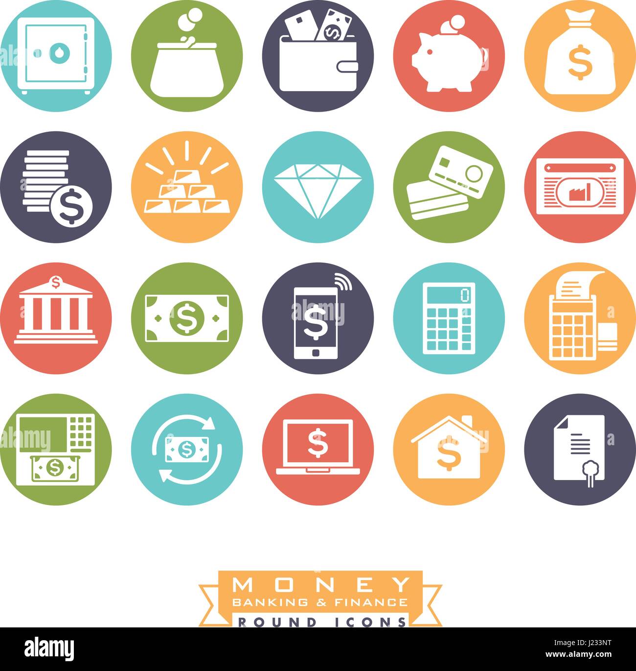 Collection of 20 money, banking and finance related icons, negative in ...