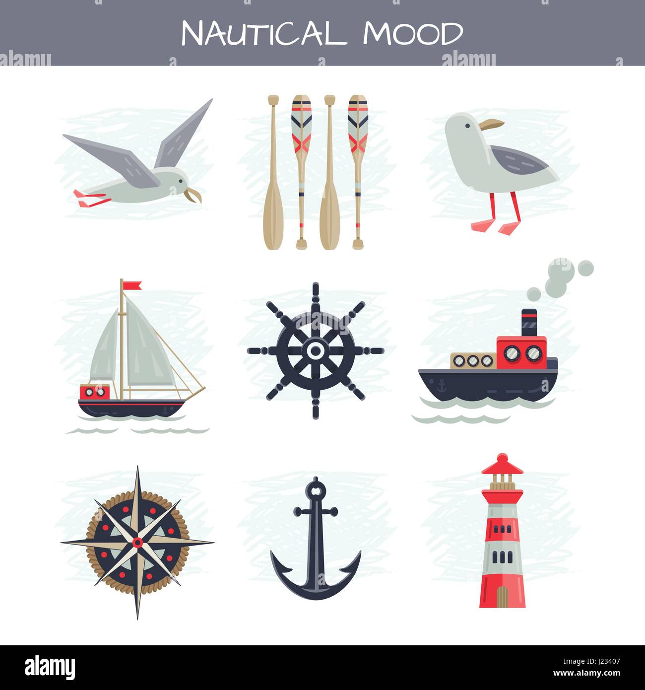 Set of Nautical Vector Pictures. Isolated on white. Handy grouped ...