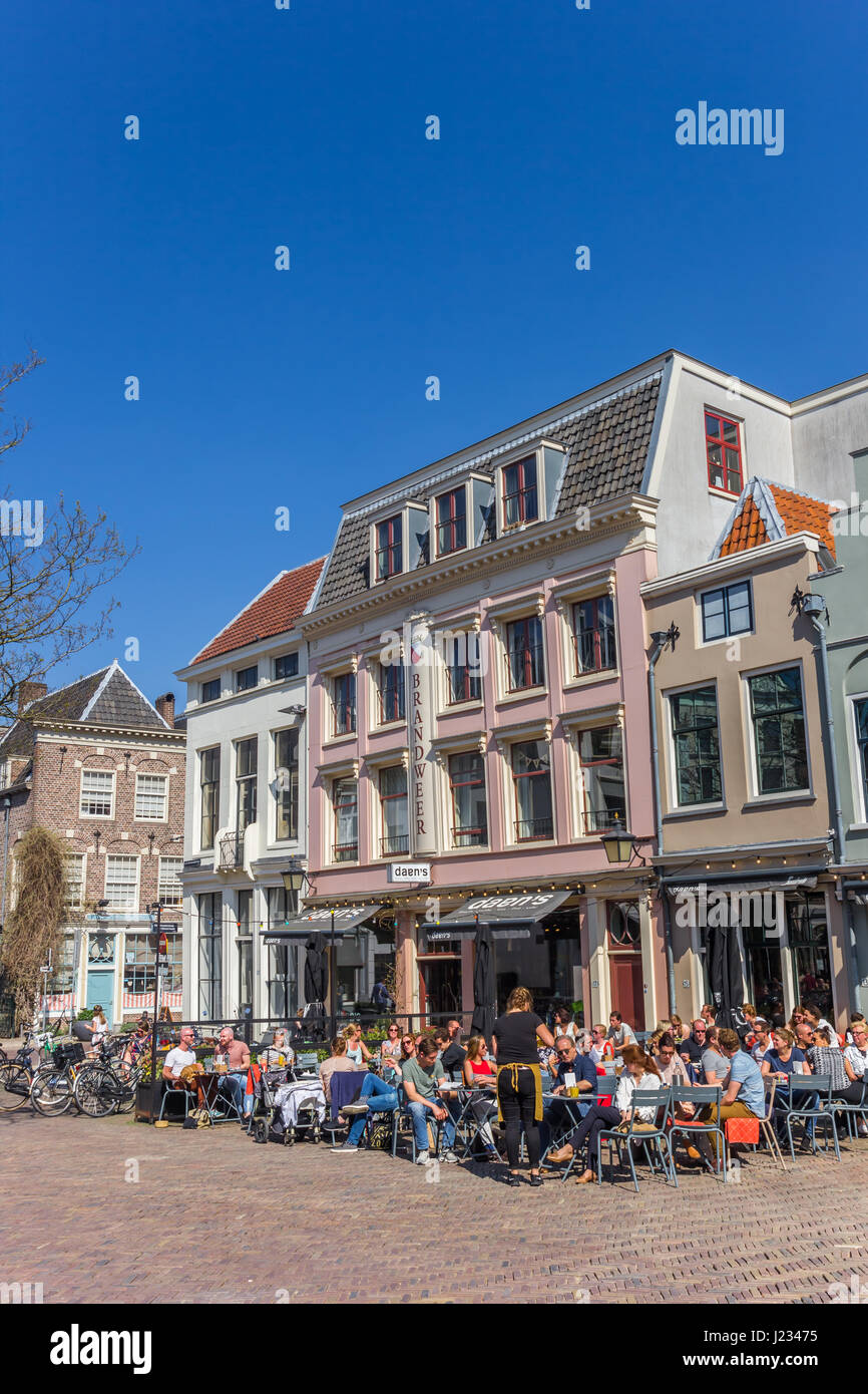 People sitting and drinking ouside a cafe in Utrecht, Holland Stock ...