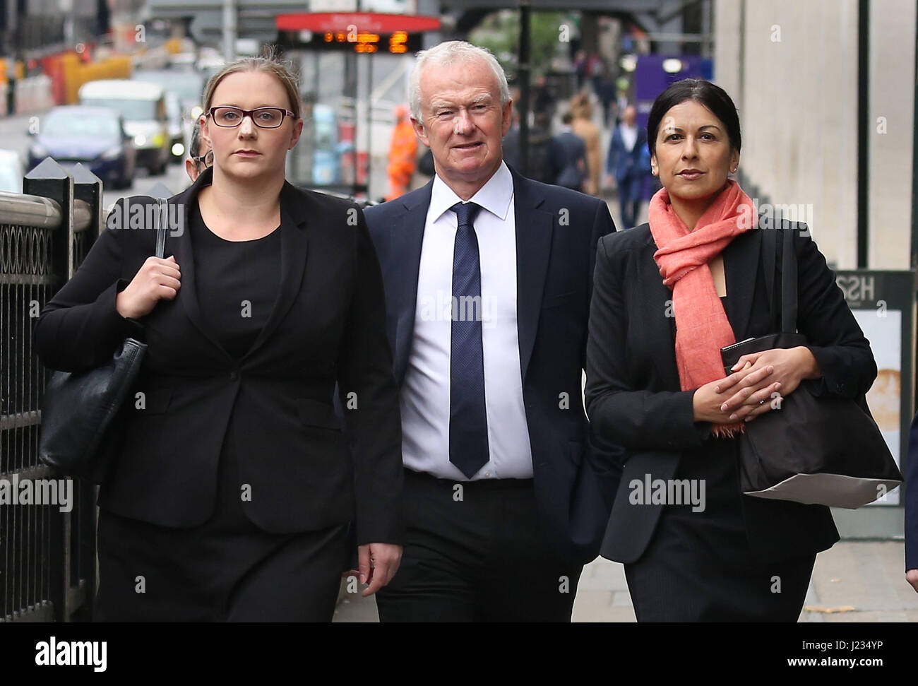 (Left to right) Anna Crowther, Martyn Day and Sapna Malik arrive at the ...