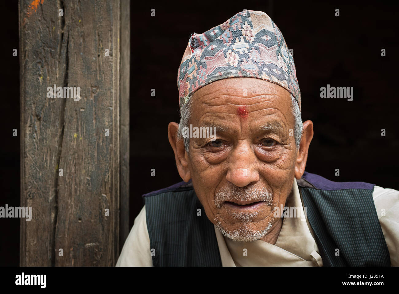 Portrait of a mature Nepalese man, Bhaktapur, Nepal Stock Photo - Alamy
