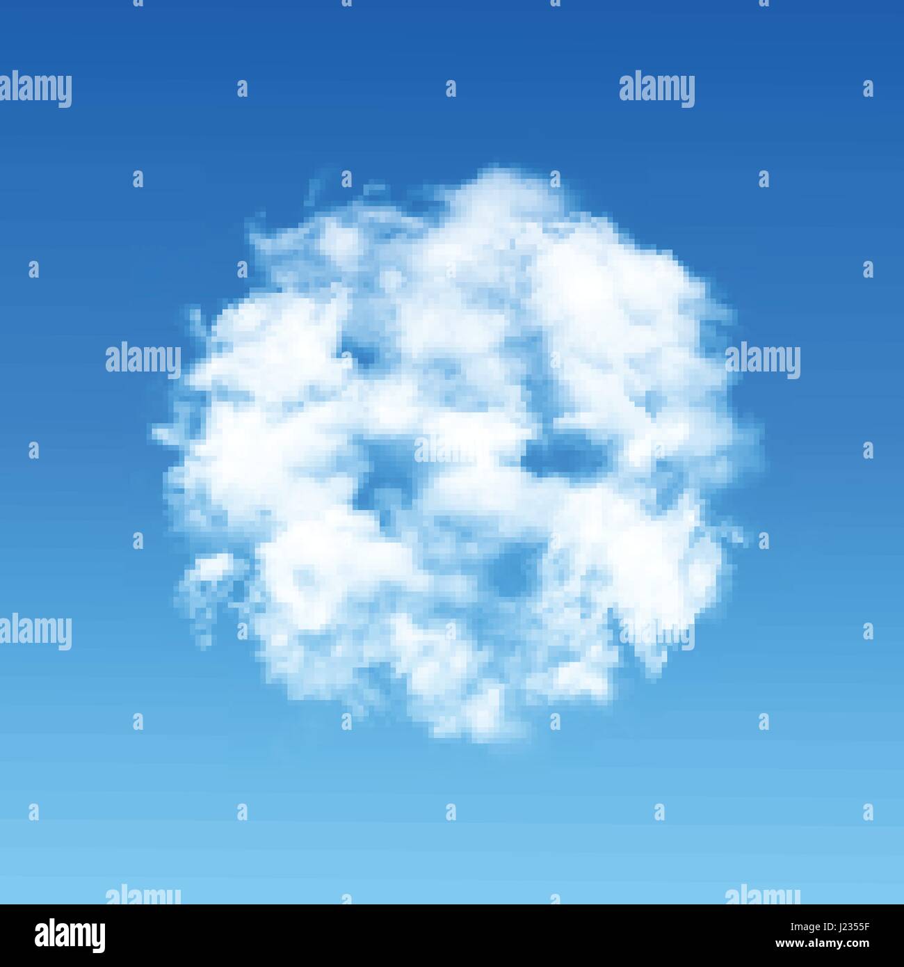 Vector round shape made of white realistic clouds on blue sky ...