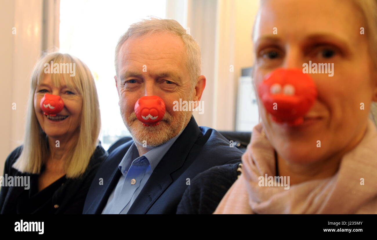 Labour Leader Jeremy Corbyn sporting a red nose on Comic Relief Day ...