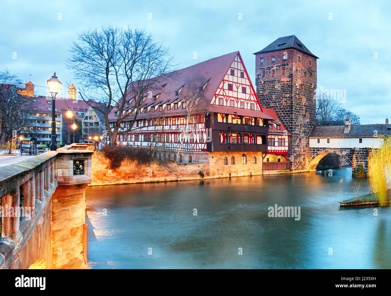Nuremberg town - The riverside of Pegnitz river, Germany Stock Photo ...